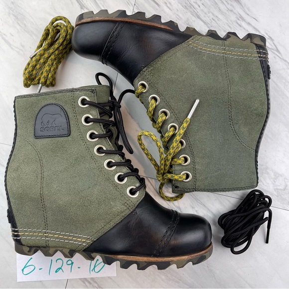Sorel | Shoes | Sorel 964 Premium Wedge Boot Black Green Waterproof ...